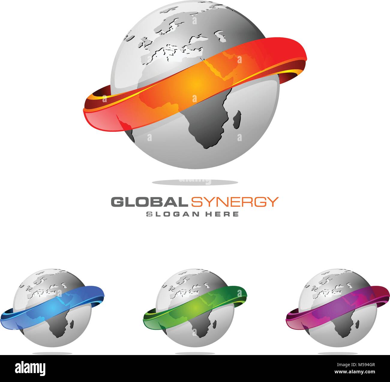 Global logo with ring sphere and digital world motion vector logo ...