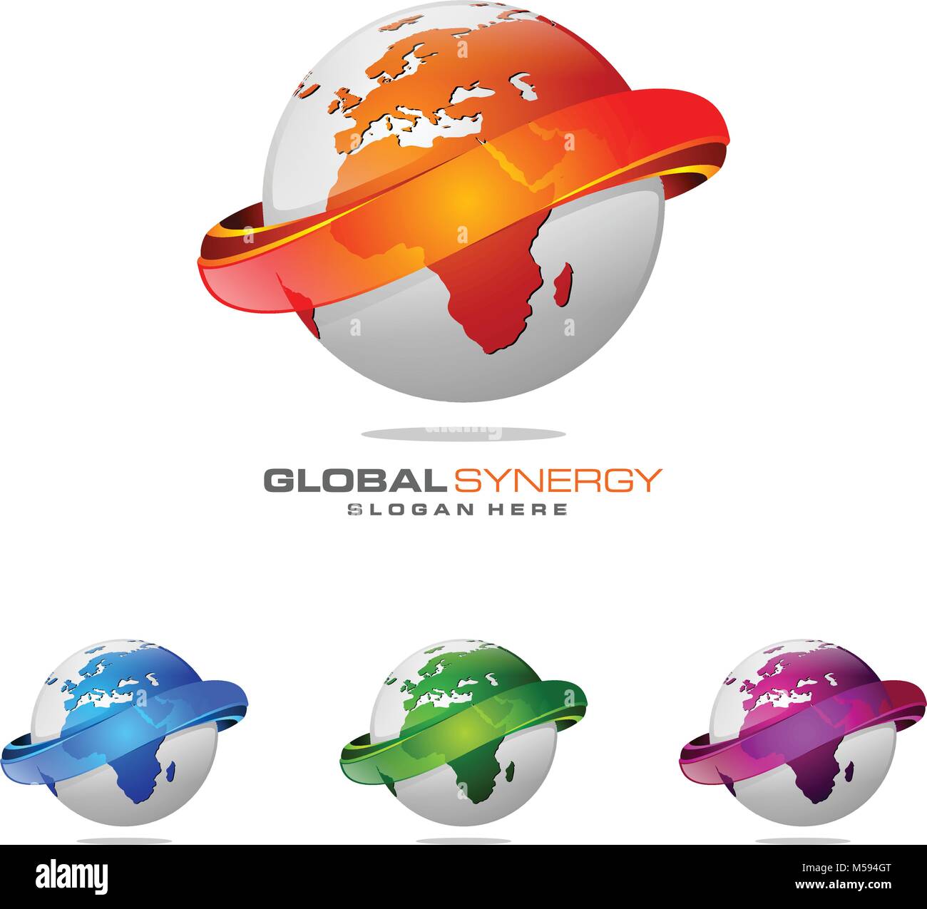 Global logo with ring sphere and digital world motion vector logo ...