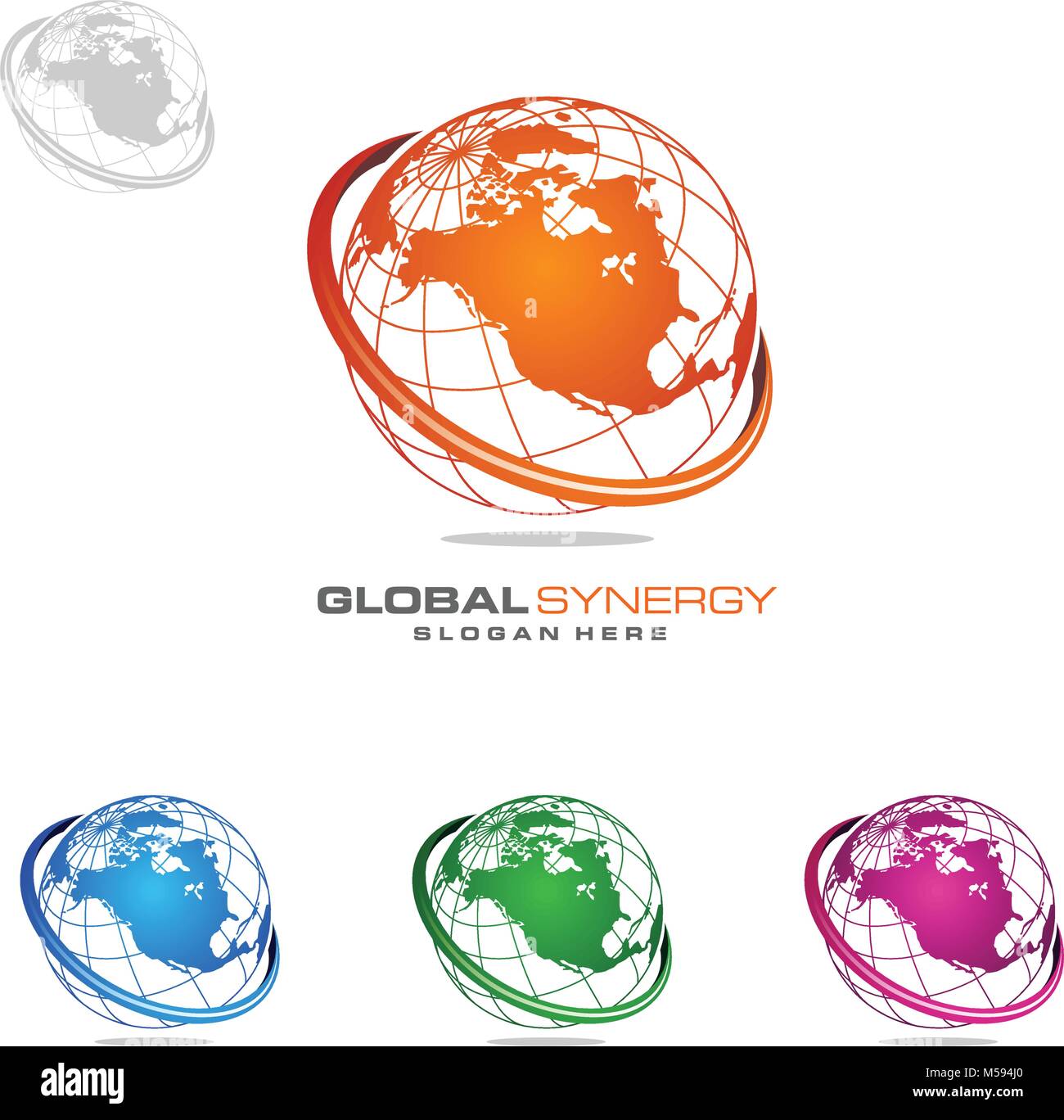 Global logo with ring sphere and digital world motion vector logo ...