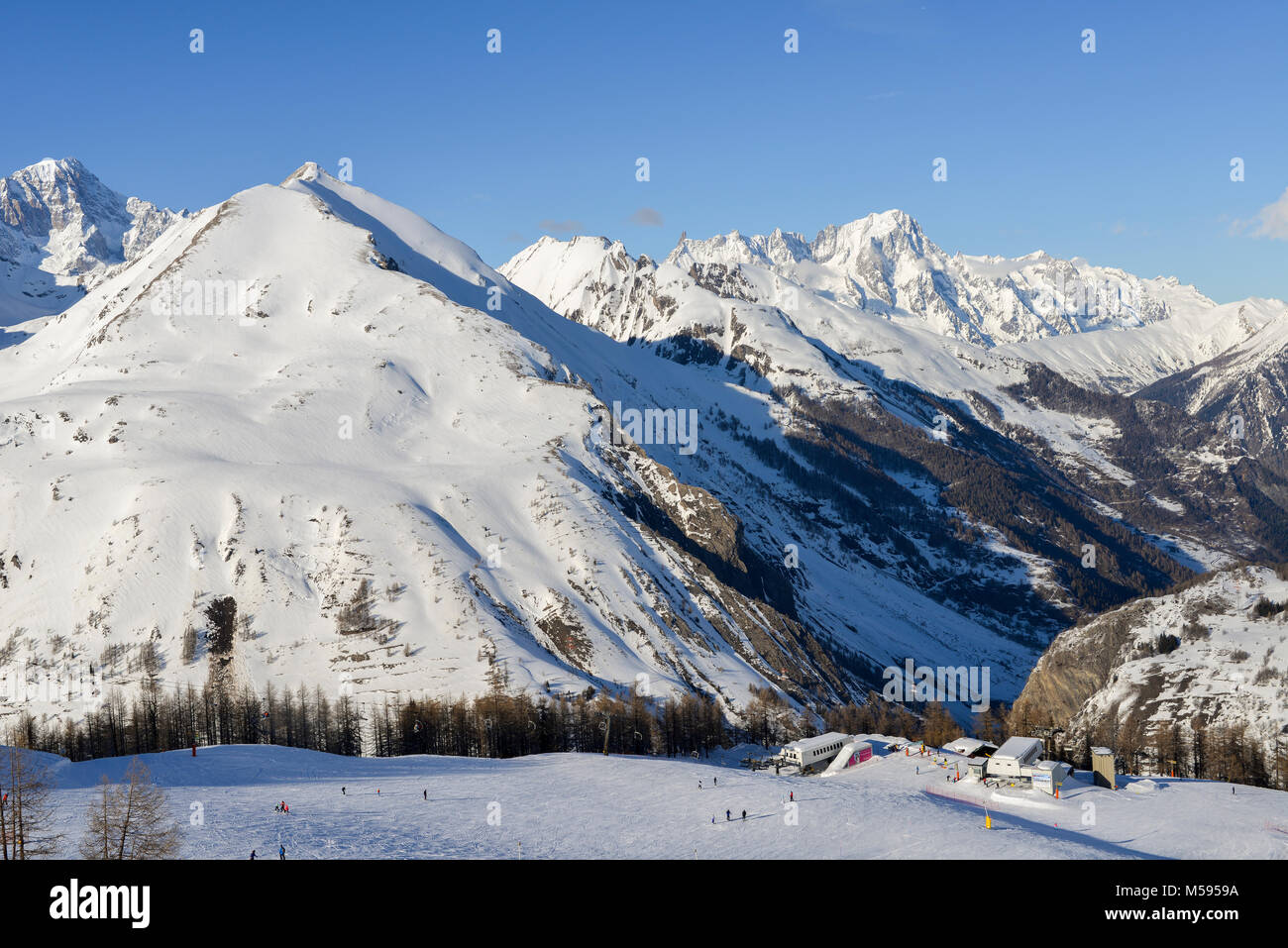 Stunning view of high mountain peaks in the italian alpine arc, in a ...