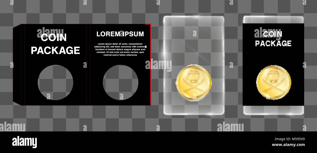 acrylic coin packaging with die cut paper block design Stock Vector ...