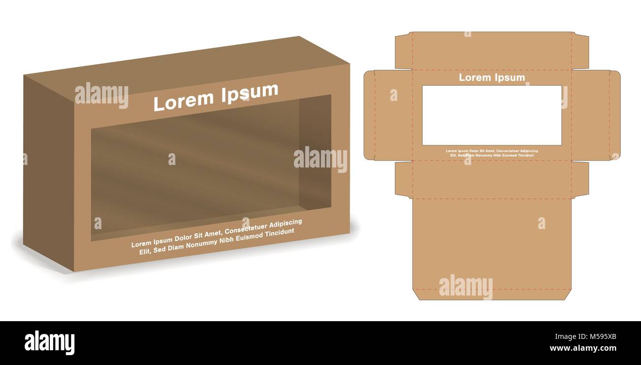 box with plastic window die cut mock up template vector Stock Vector ...