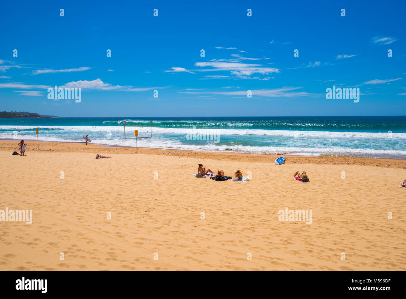Manly Beach on a summer day with blue sky, Sydney, Australia Stock ...