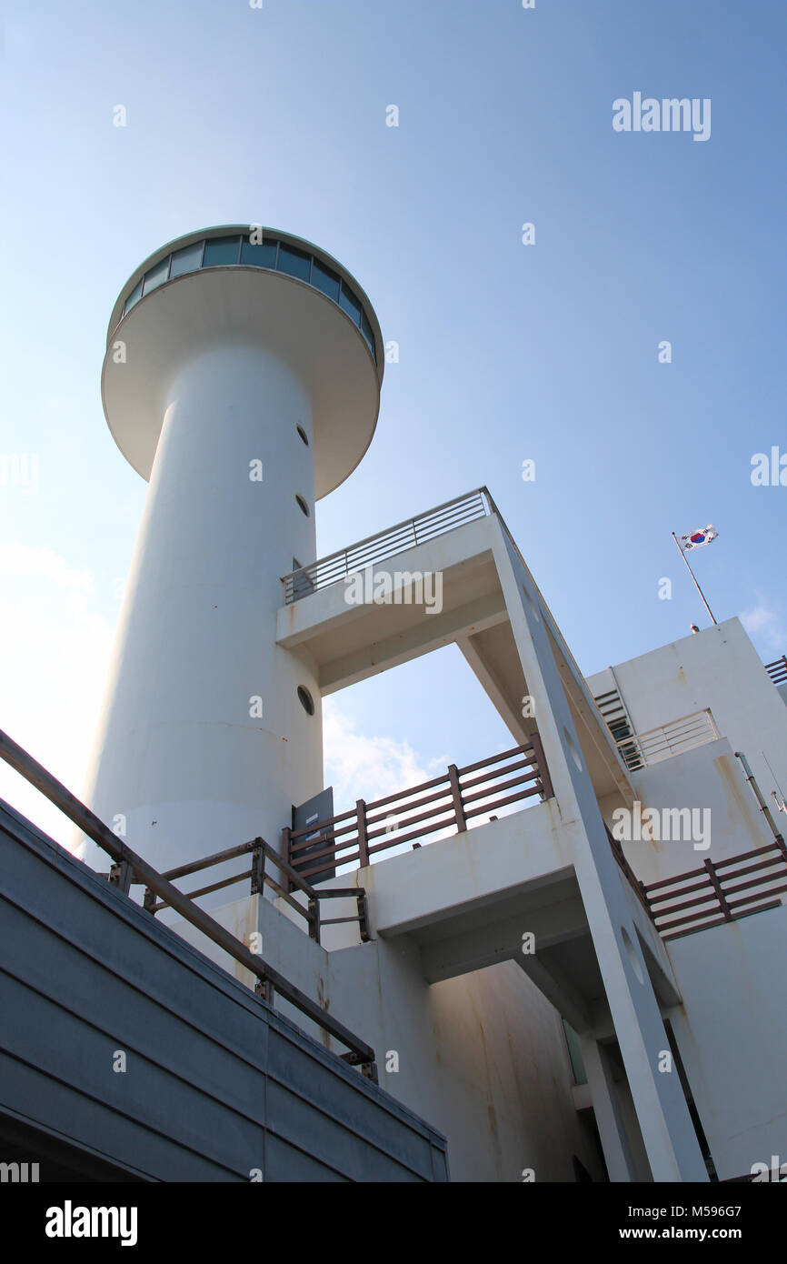 Yeongdo Lighthouse against the blue sky at Taejongdae park, Busan ...