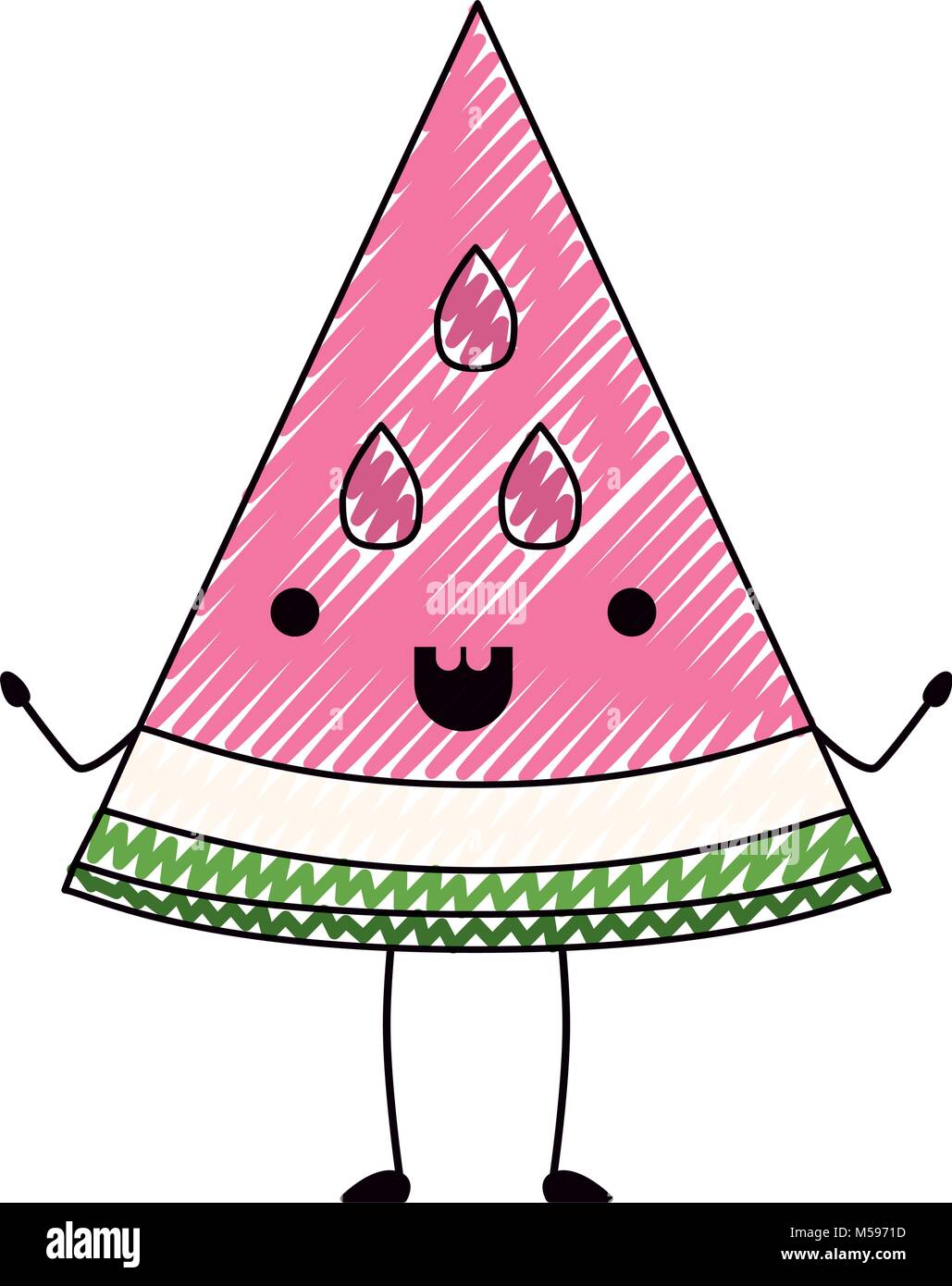 watermelon fresh fruit slice kawaii character Stock Vector Image & Art ...