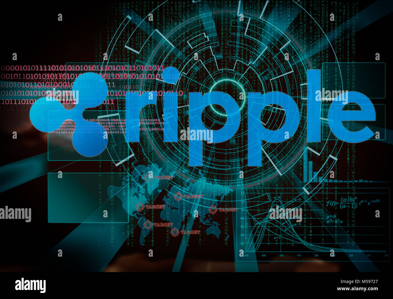 Ripple background with futuristic hud as synonym of global ...