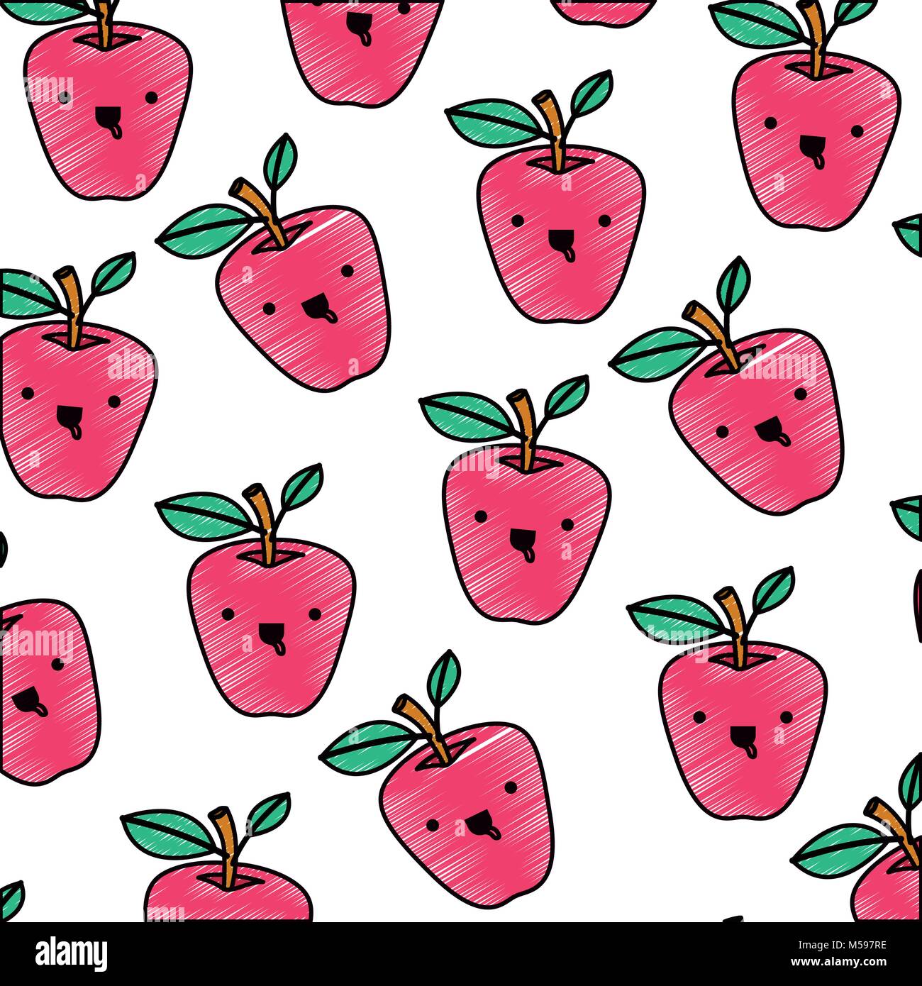 apple comic characters pattern background Stock Vector Image & Art - Alamy