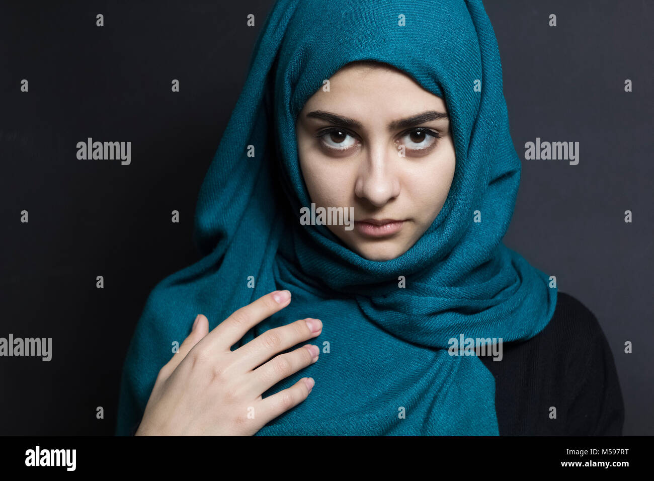 Muslim beautiful girl in hijab. Portrait of an arab young woman on a ...