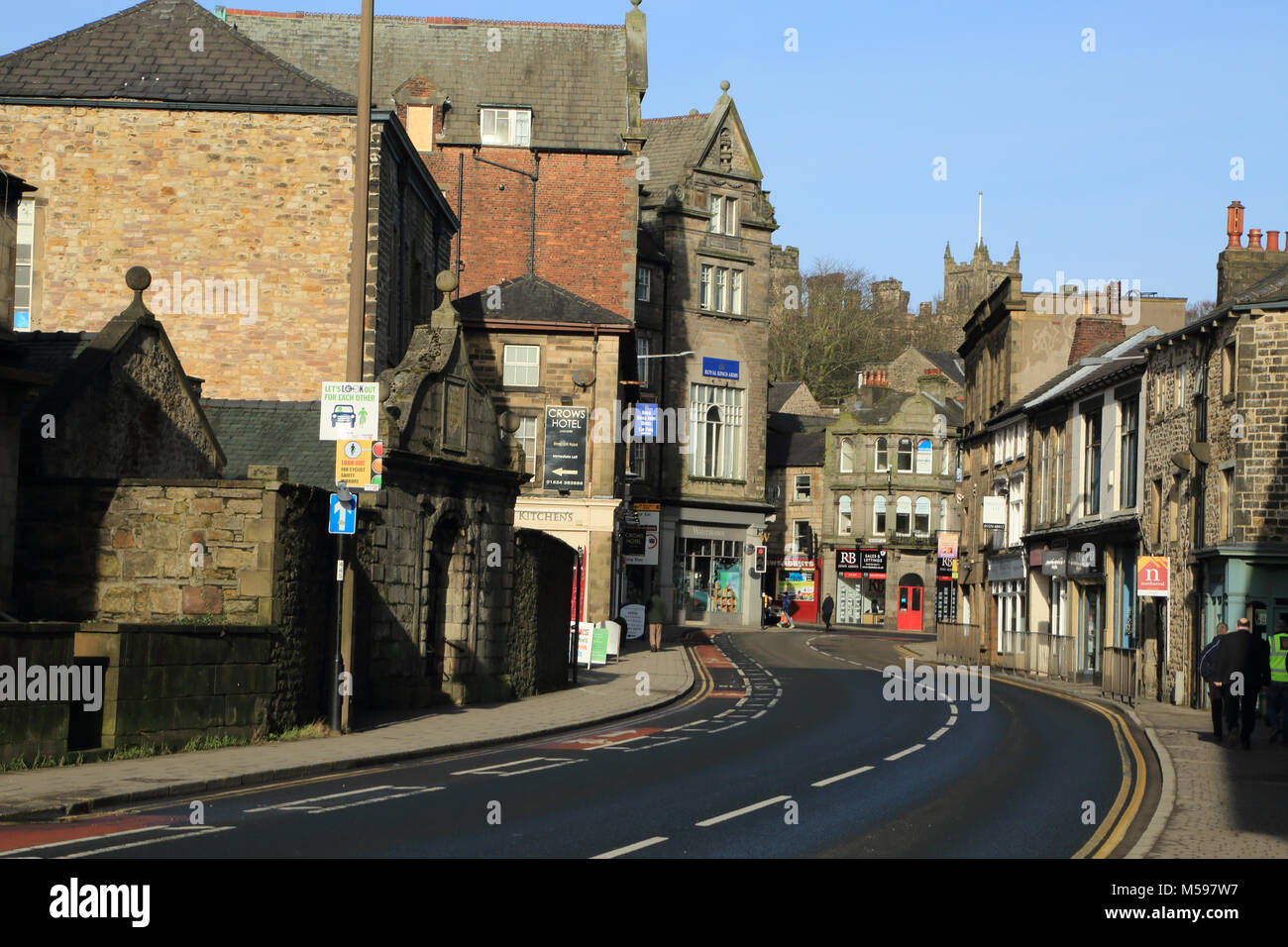View of King Street, Lancaster looking towards Lancaster Castle and ...