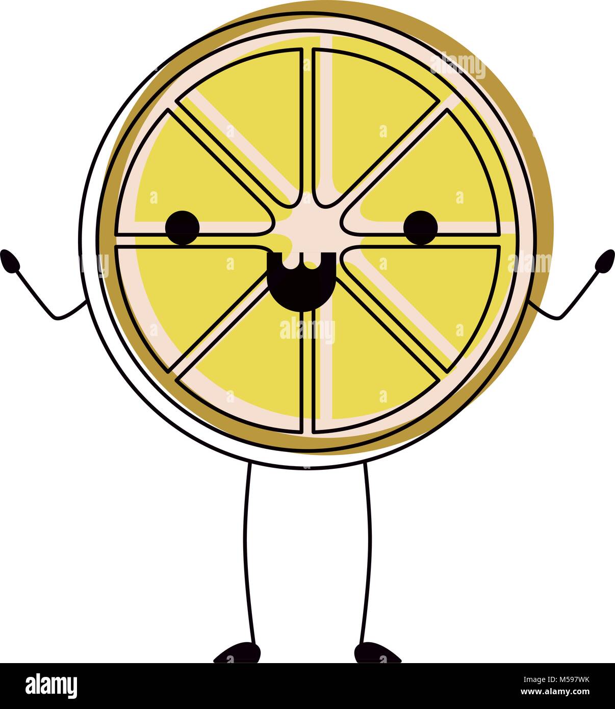 orange slice fresh and citrus fruit kawaii character Stock Vector Image ...