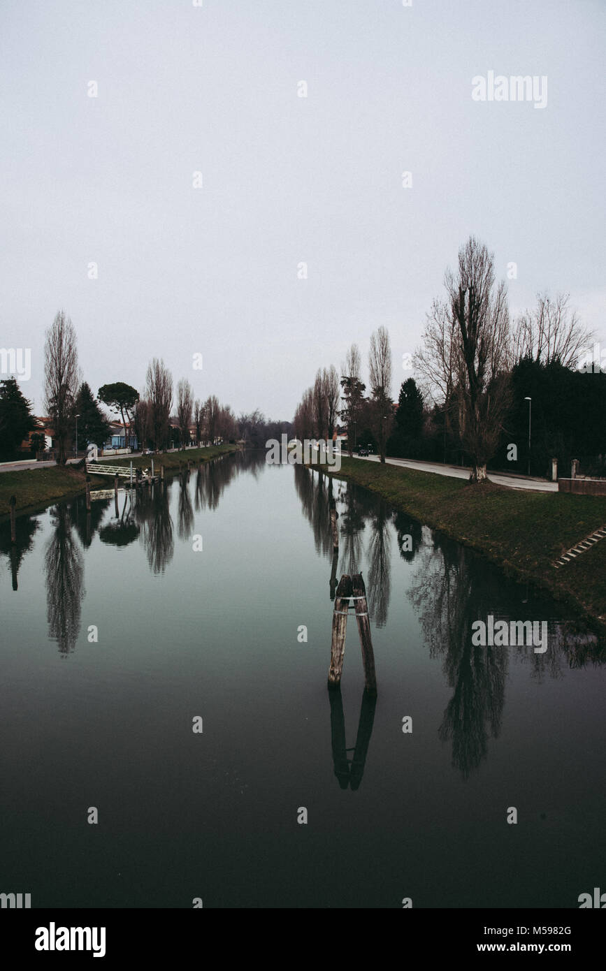 View of a riverside from a bridge in Dolo Italy Stock Photo - Alamy