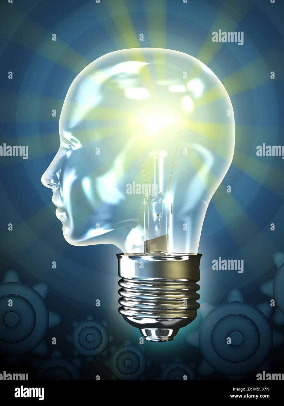 Head lightbulb brain hi-res stock photography and images - Alamy