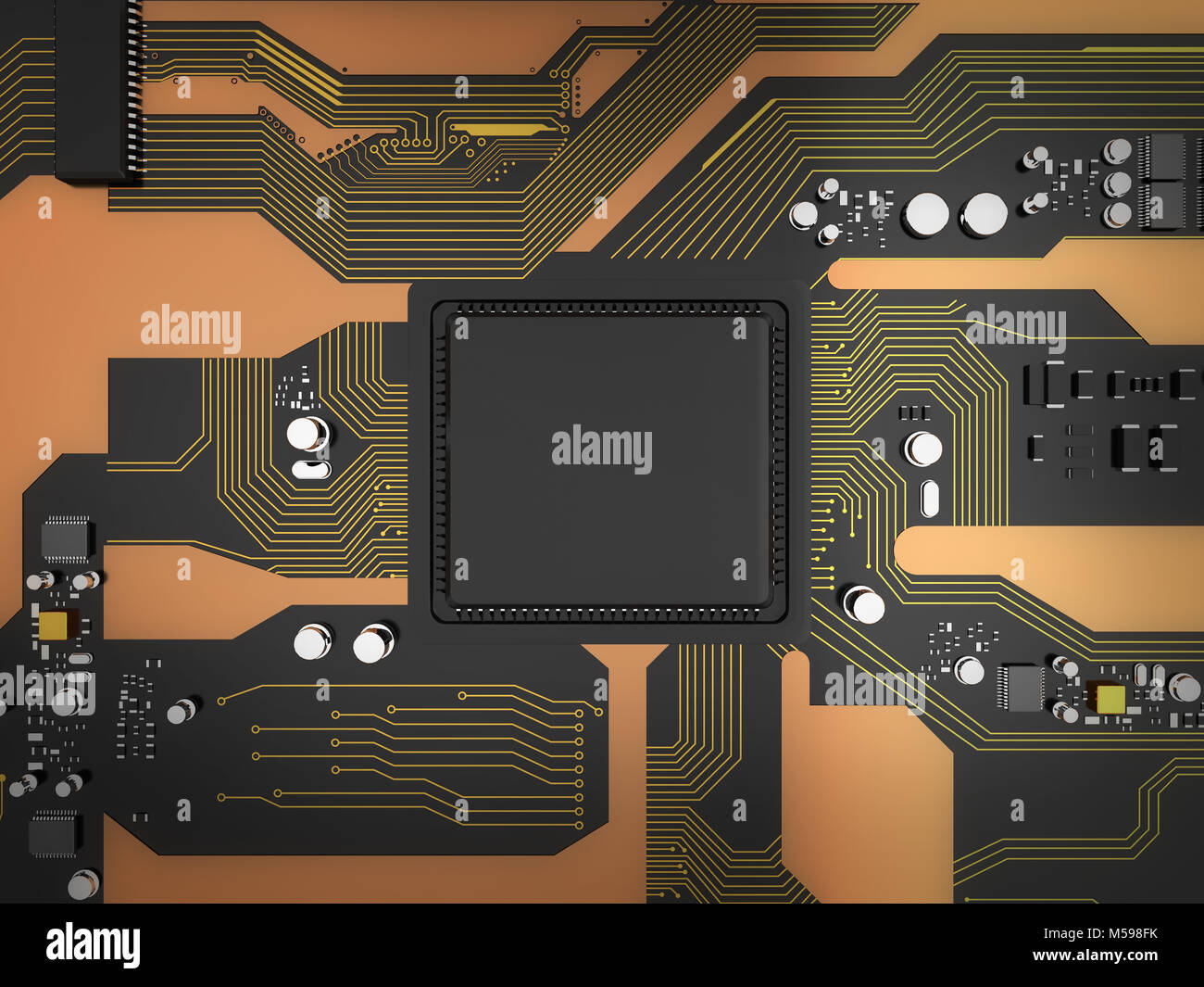 3D Rendered printed circuit board with cpu chipset processor electronic ...
