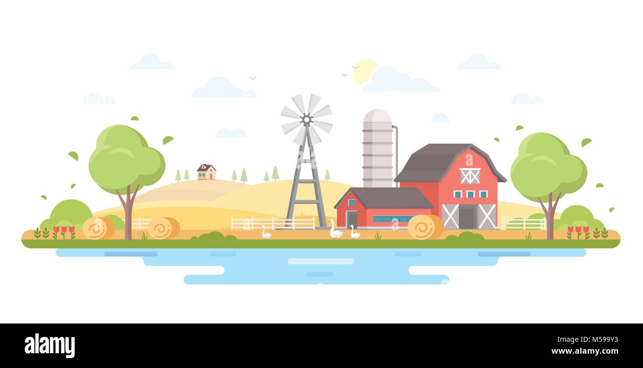Country life - modern flat design style vector illustration Stock ...