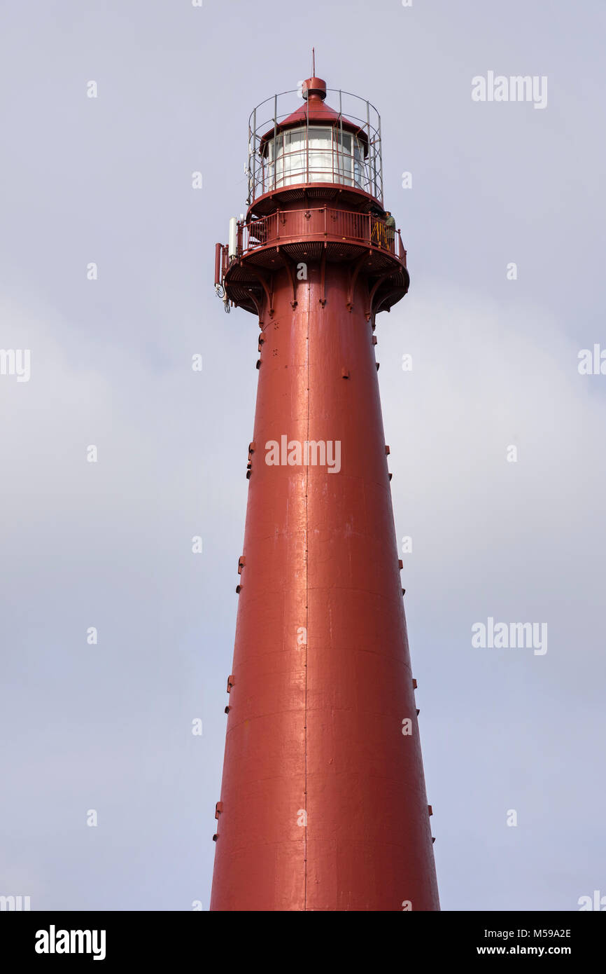 red lighthouse in Andenes at the beginning of National Tourist Route ...