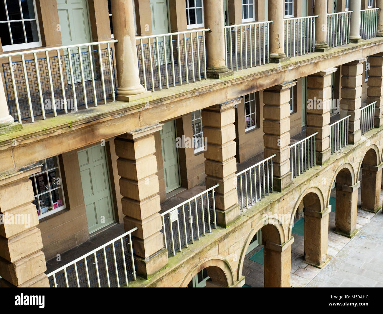 Columns and arches at the Piece Hall Halifax West Yorkshire England ...