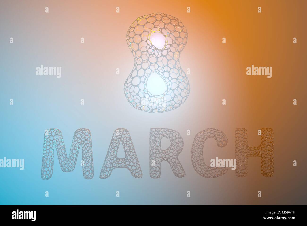 8 March symbol. Figure eight made of gold over colorful background. Can ...