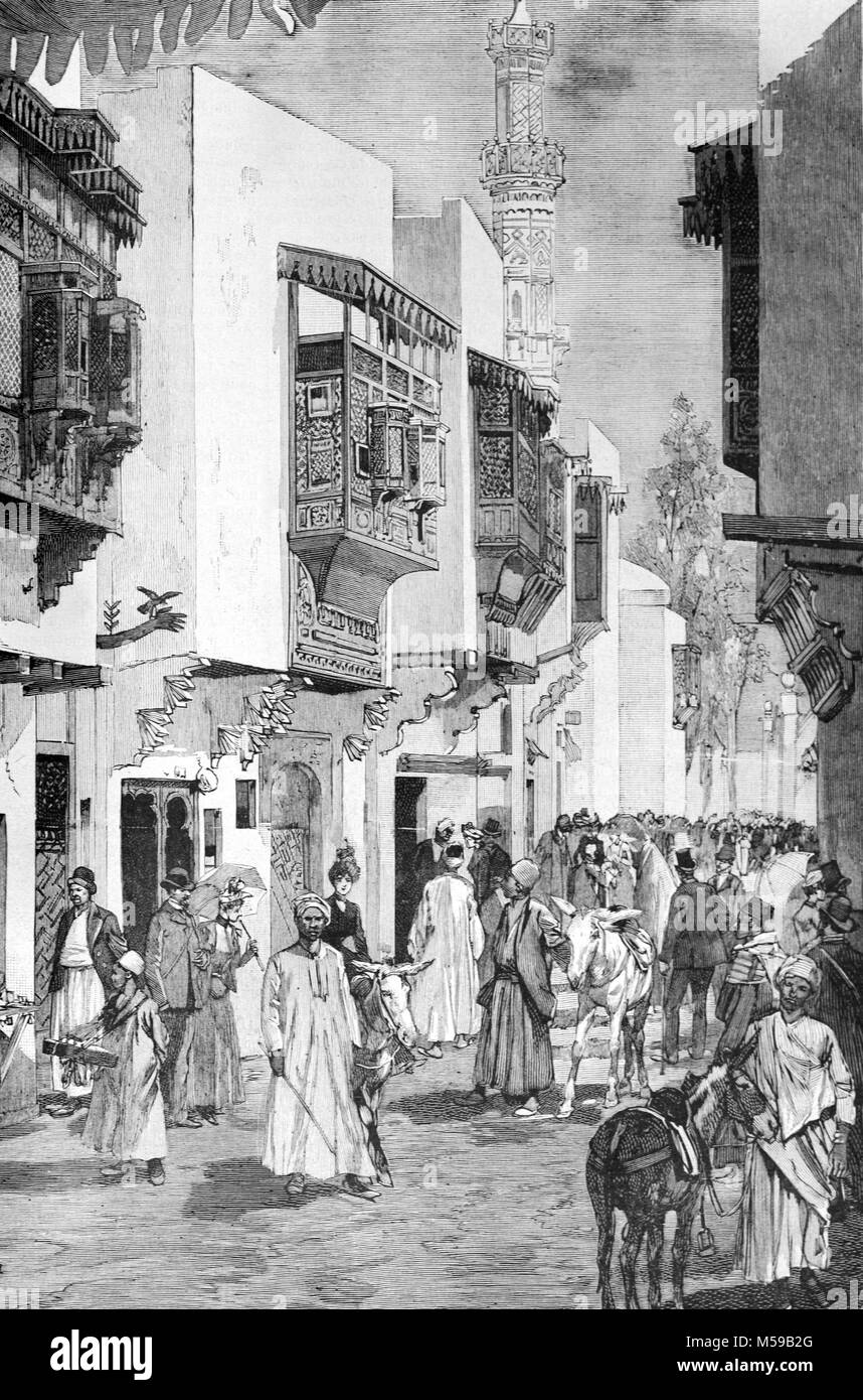 Cairo Street Scene Egypt in the 1880s (Engraving, 1889 Stock Photo - Alamy