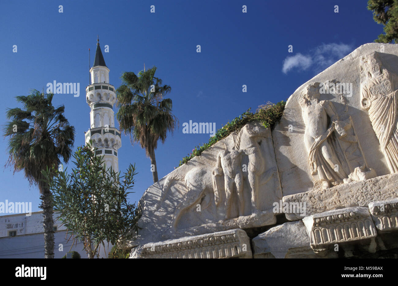 Libya. Tripoli. View on Gurgi mosque (1833) and Bas-Relief. Roman ...