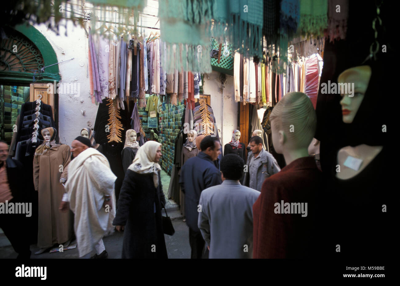 Libya. Tripoli. Old City. Shopping street in old city. Clothes Stock ...