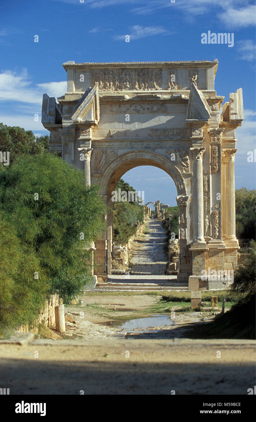 Libya. Tripoli. Leptis Magna. Roman ruins. Unesco, World Heritage Site ...