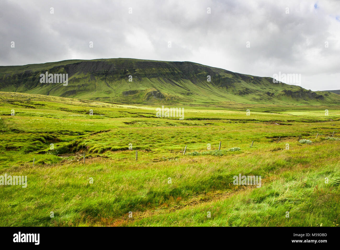 landscape with lakes, rivers and waterfalls in green iceland Stock ...