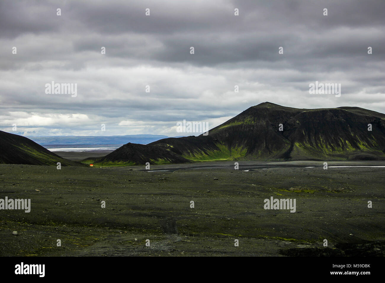 landscape with lakes, rivers and waterfalls in green iceland Stock ...