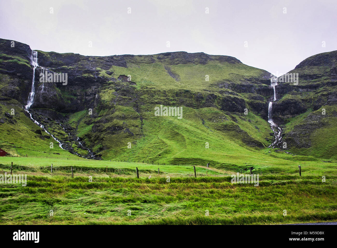 landscape with lakes, rivers and waterfalls in green iceland Stock ...