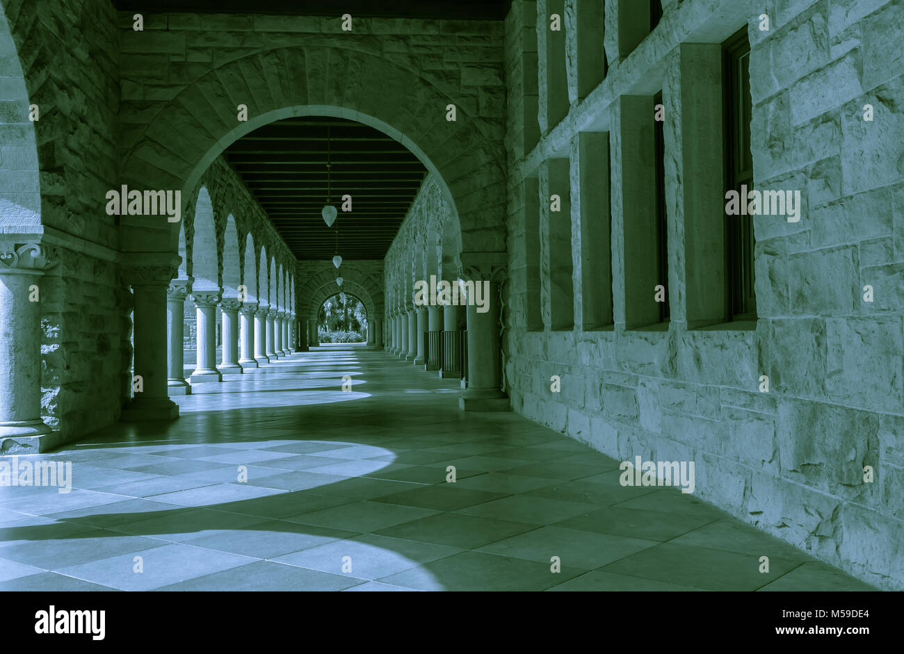 the architectural structures of the hallway at Stanford University ...