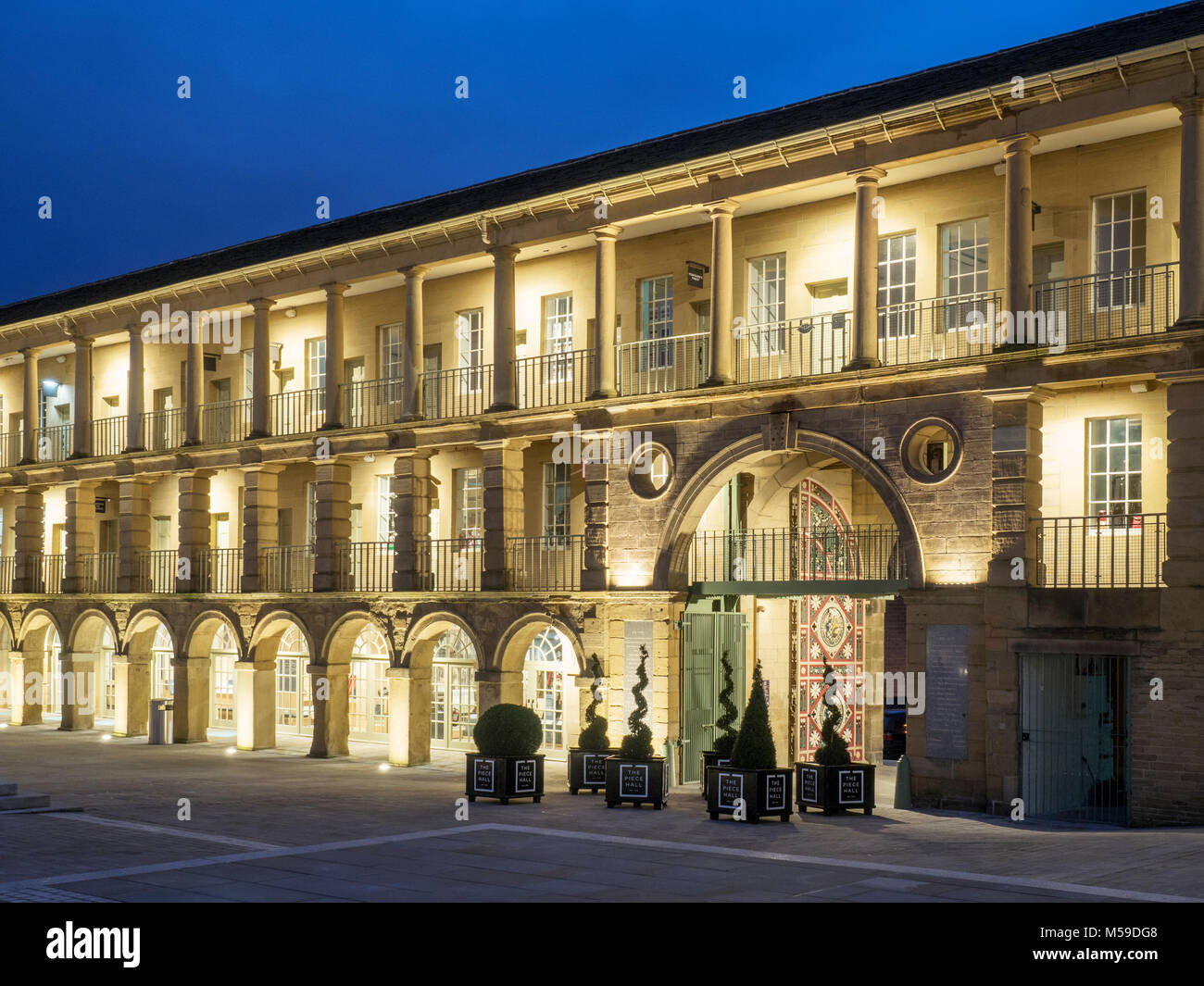 The Piece Hall at dusk Halifax West Yorkshire England Stock Photo - Alamy