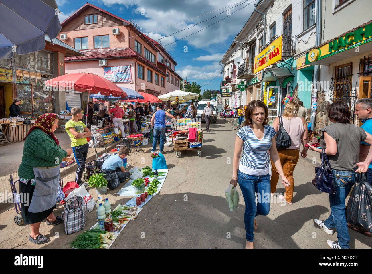 Street market at Rynok Street in Kolomyia, Pokuttya, Prykarpattia ...