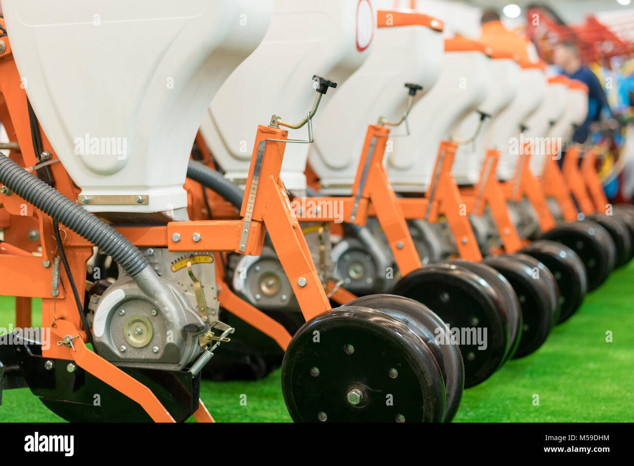 Precision inline seeder. A row seeder. Seed drill. Fragment Stock Photo ...