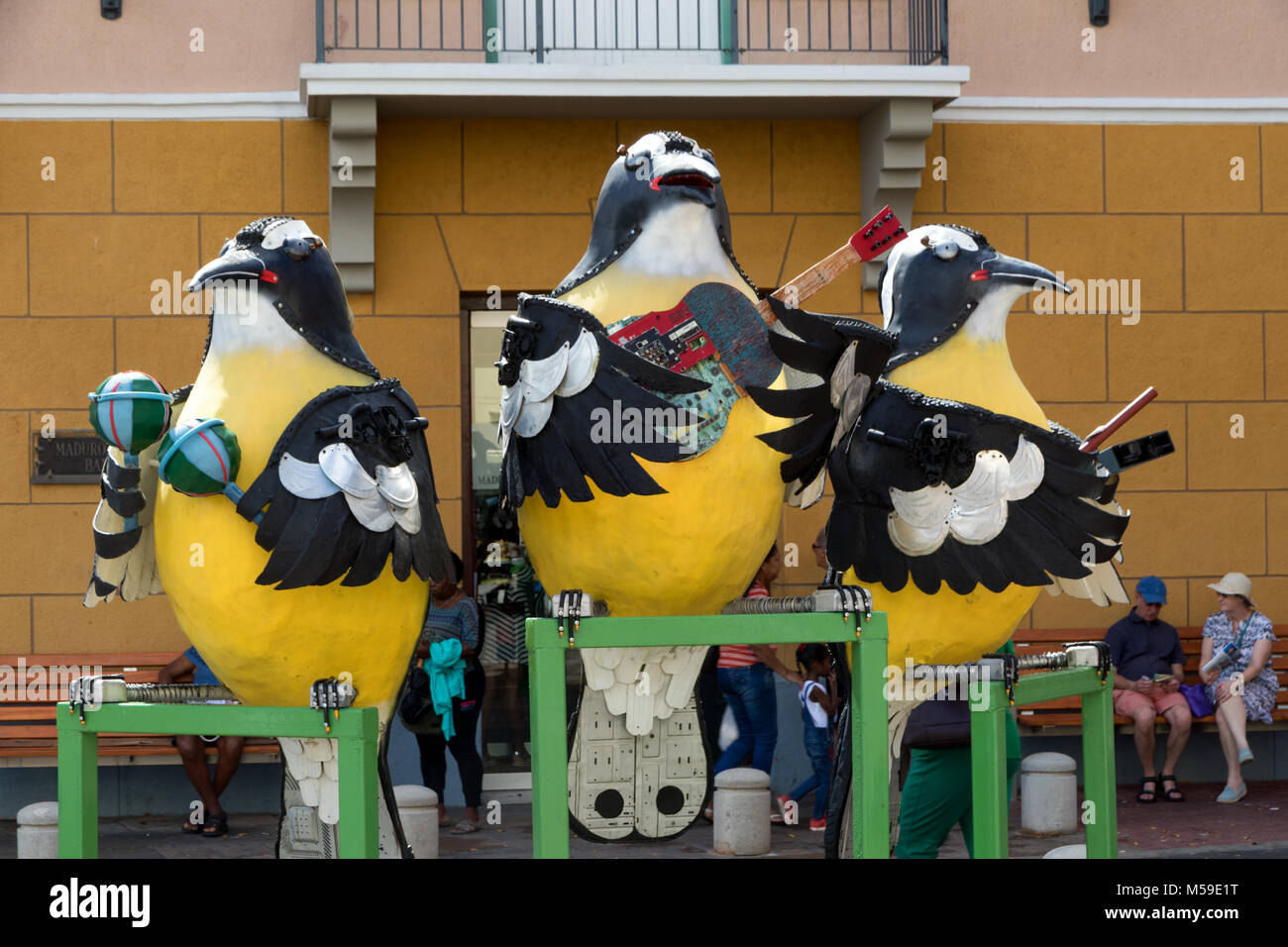 Three giant metal birds in the Punda area of Willemstad Curacao Stock ...