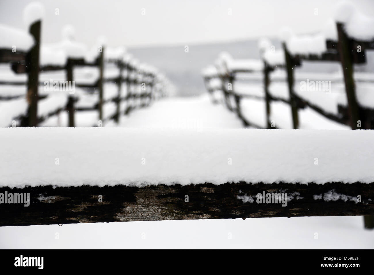 Full filled snowy winter ranch without horses rural scene as a ...