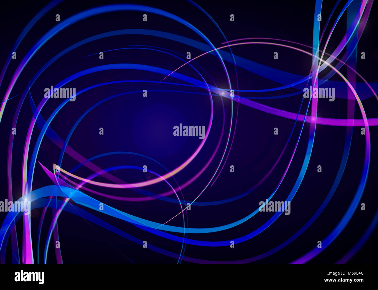 Shining blue background with satin twisted purple blue stripes covered ...