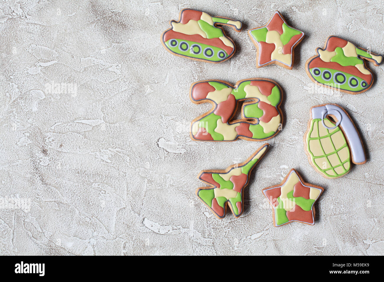 Homemade Gingerbreads in the form of a grenade, tank, fighter aircraft ...