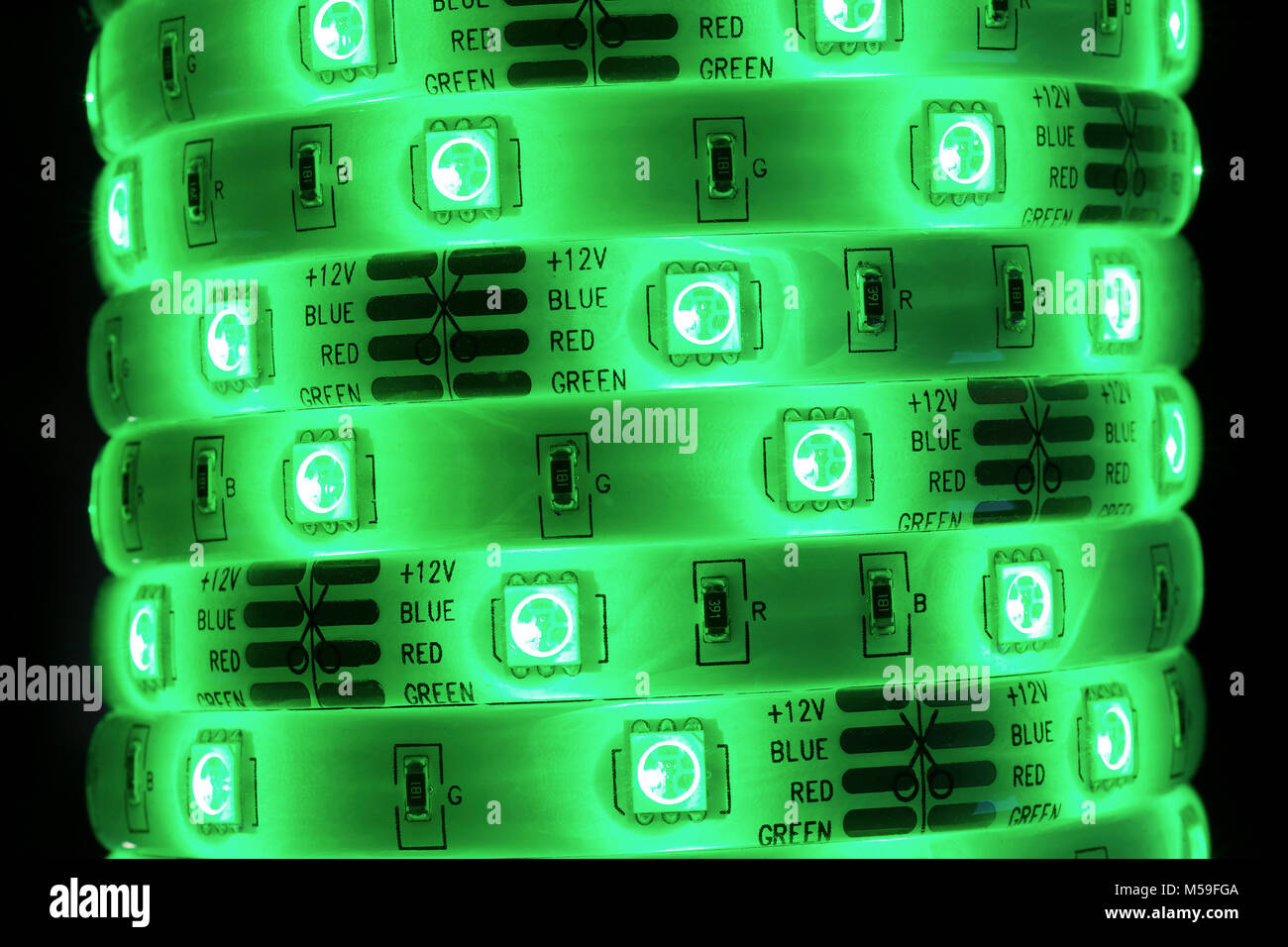 An LED strip light in a spiral composition Stock Photo - Alamy