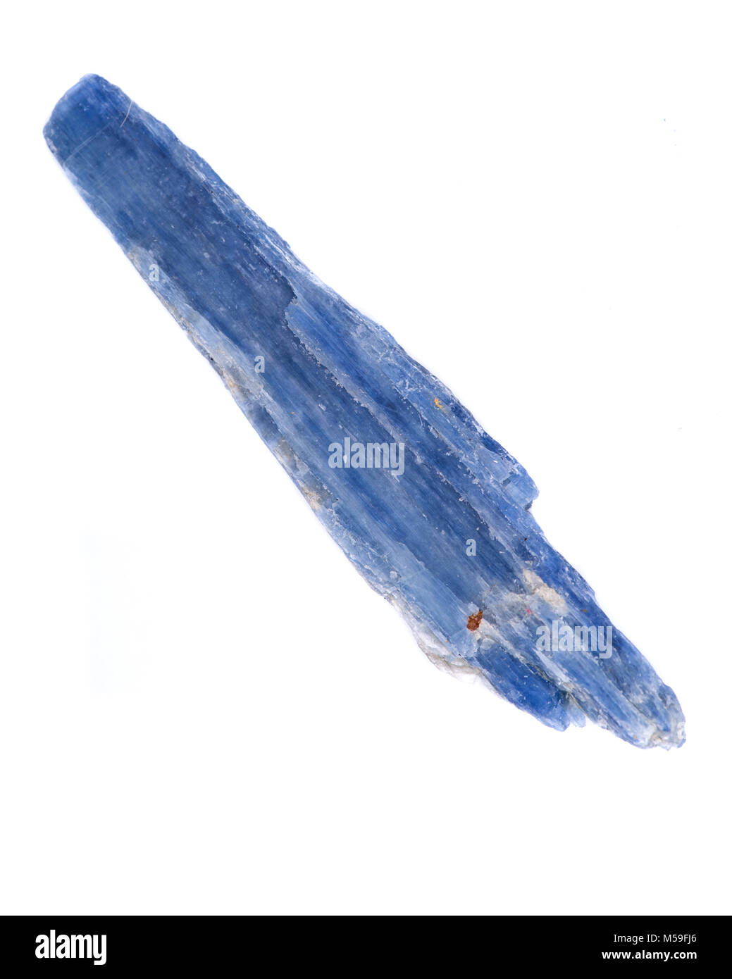 Semi-translucent gem quality blue Kyanite blade from Brazil, isolated ...