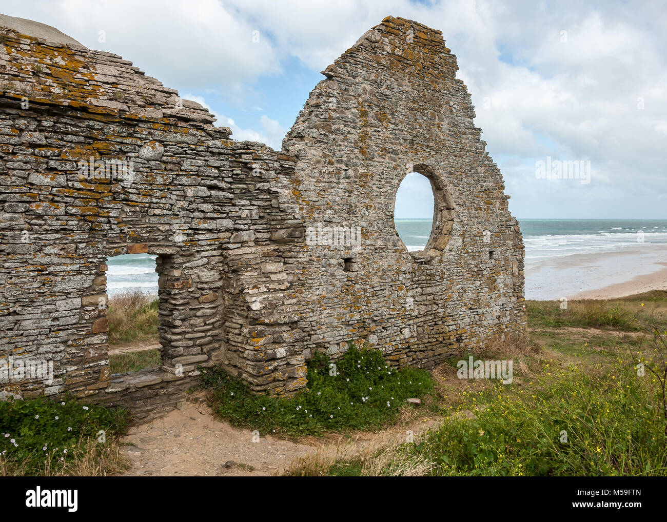 Ruin of the church, Plage naturiste de la vielle eglise in summer ...