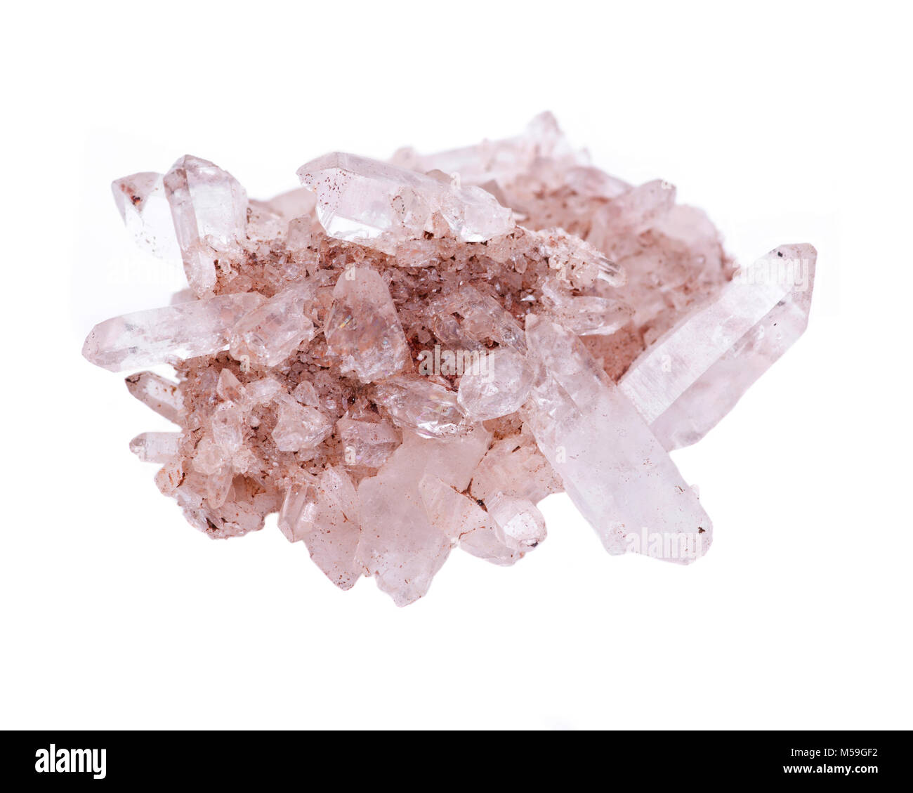 Himalayan clear quartz cluster with hematite inclusions isolated on ...