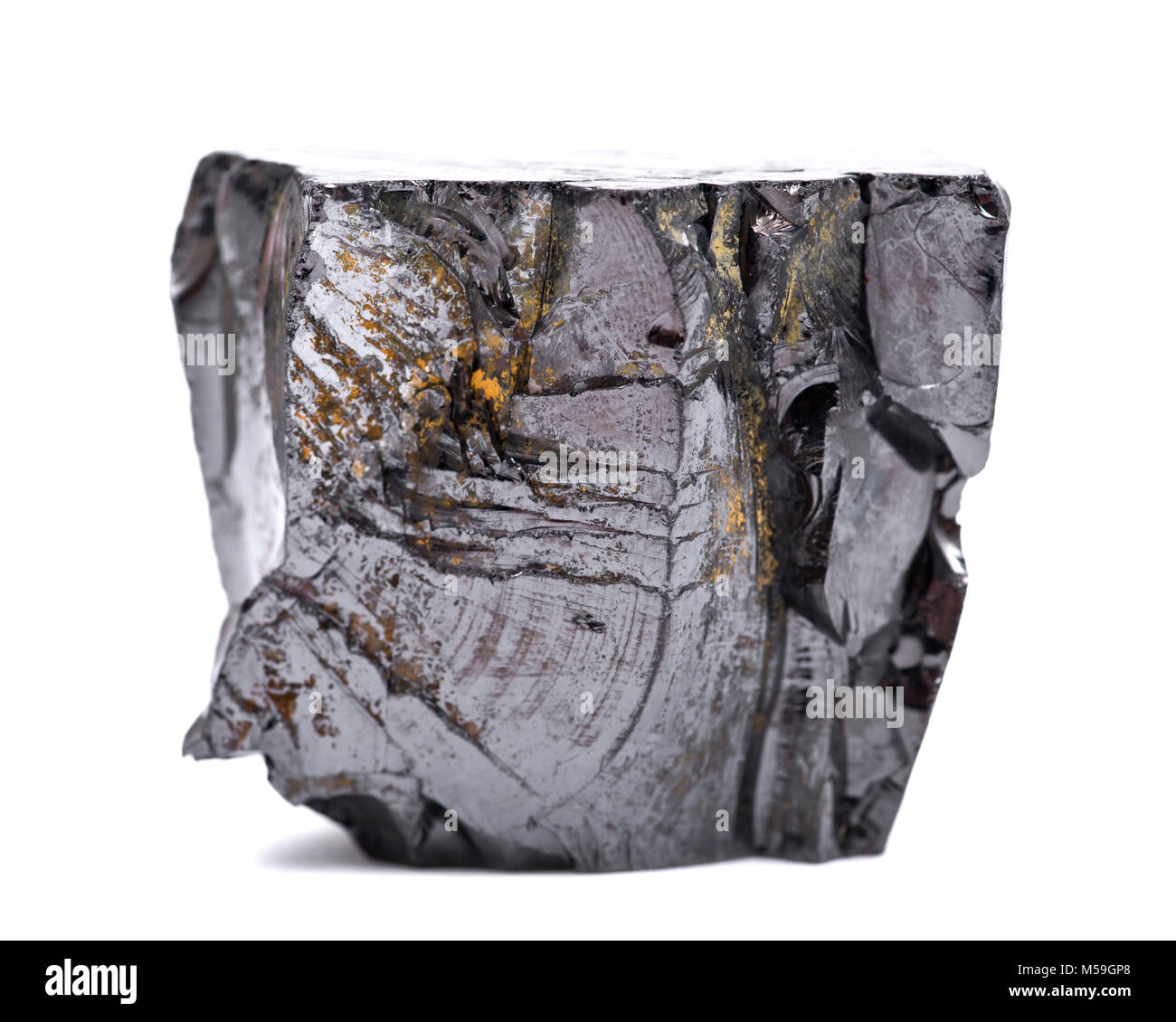 Rough lustrous elite shungite from Russia isolated on white background ...