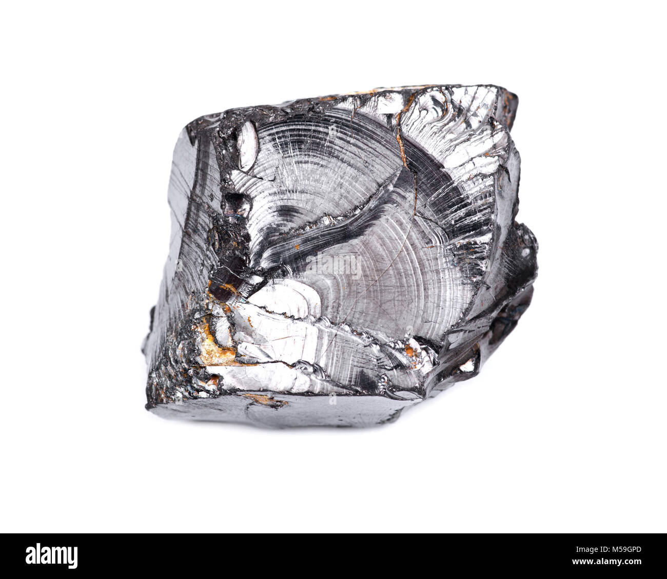 Rough lustrous elite shungite from Russia isolated on white background ...