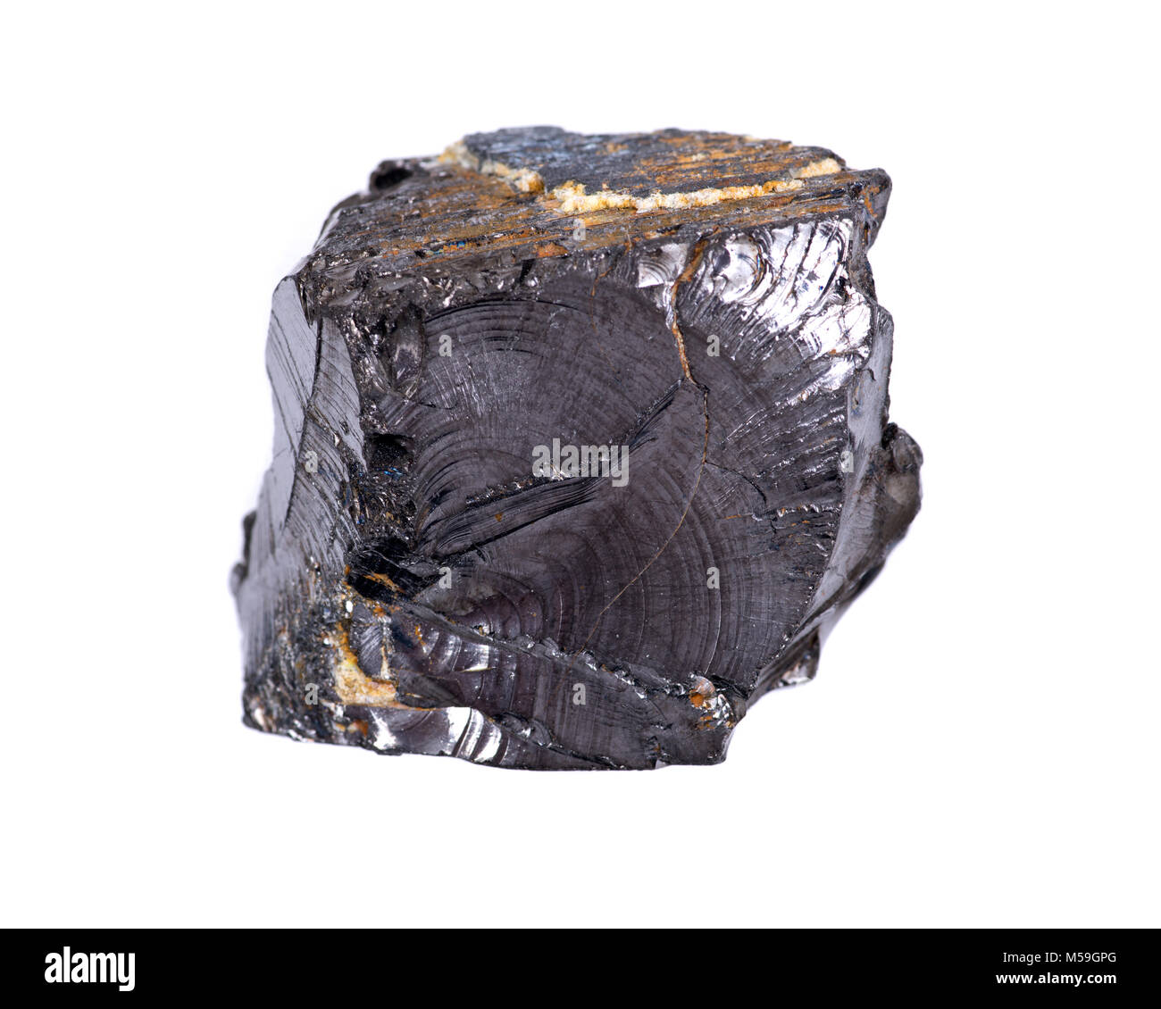 Rough lustrous elite shungite from Russia isolated on white background ...