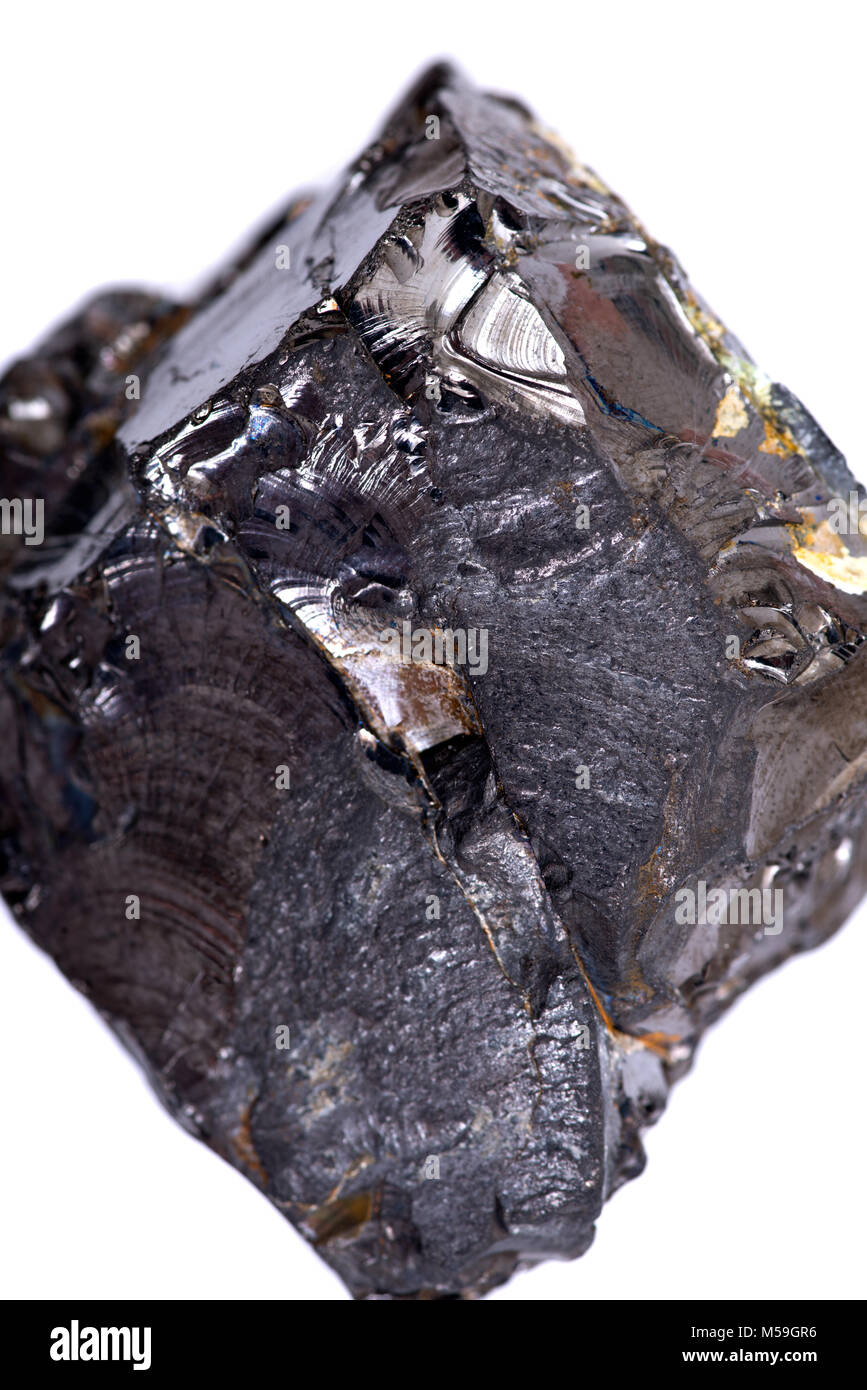 Rough lustrous elite shungite from Russia isolated on white background ...