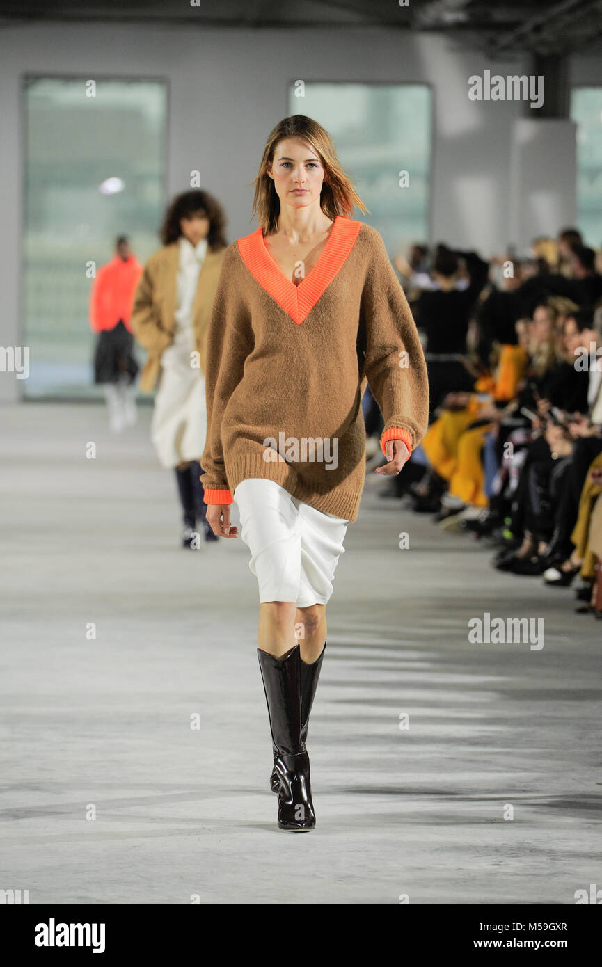 NEW YORK, NY - FEBRUARY 11: Model Sanne Vloet walks the runway at the ...