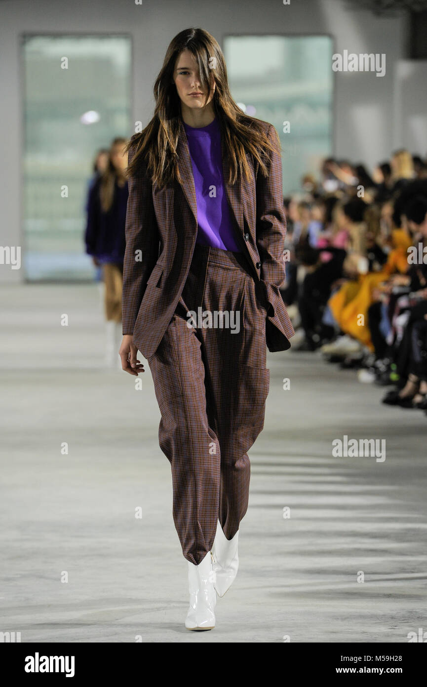NEW YORK, NY - FEBRUARY 11: Model Inga Dezhina walks the runway at the ...