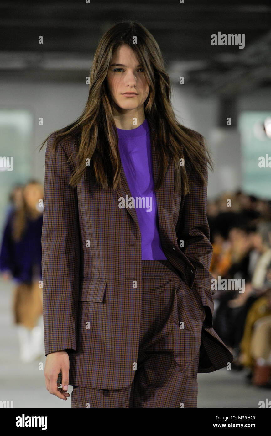 NEW YORK, NY - FEBRUARY 11: Model Inga Dezhina walks the runway at the ...