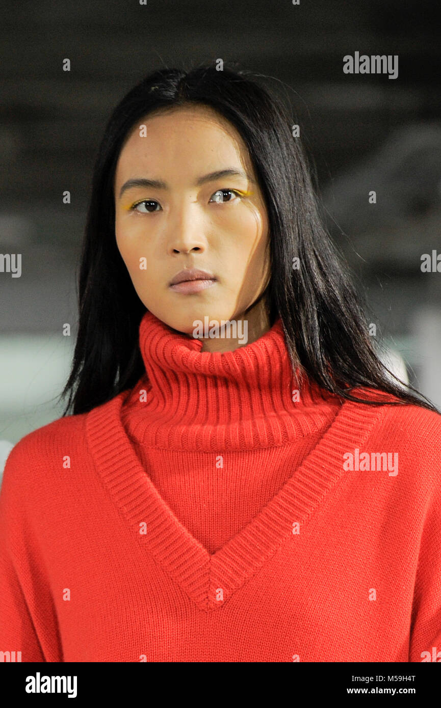 NEW YORK, NY - FEBRUARY 11: Model Luping Wang walks the runway at the ...