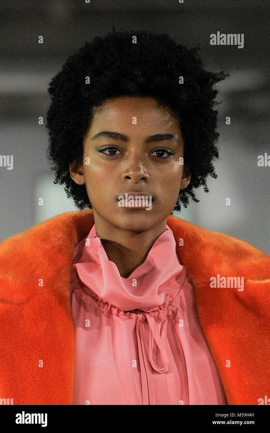 NEW YORK, NY - FEBRUARY 11: Model Alecia Morais walks the runway at the ...