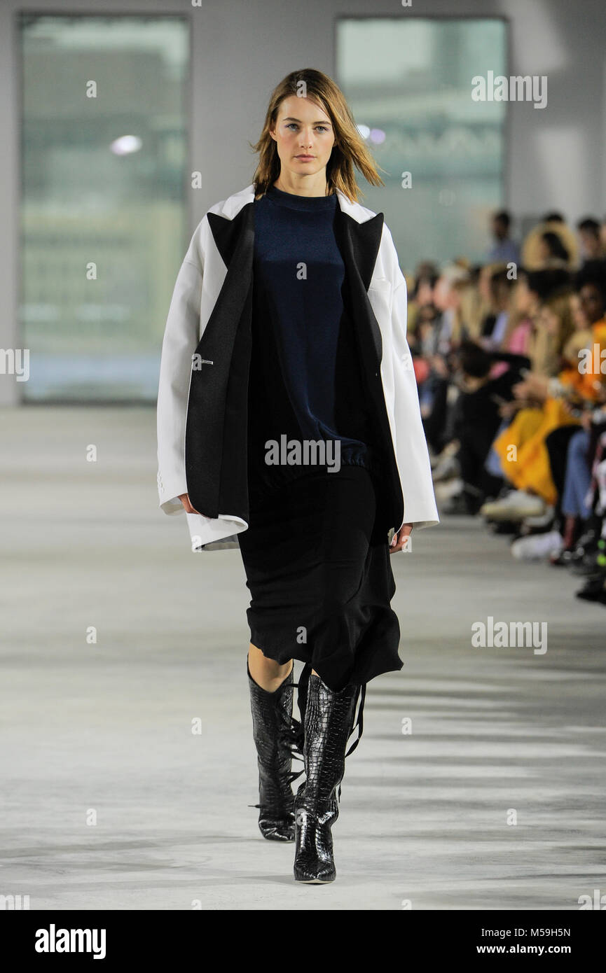 NEW YORK, NY - FEBRUARY 11: Model Sanne Vloet walks the runway at the ...